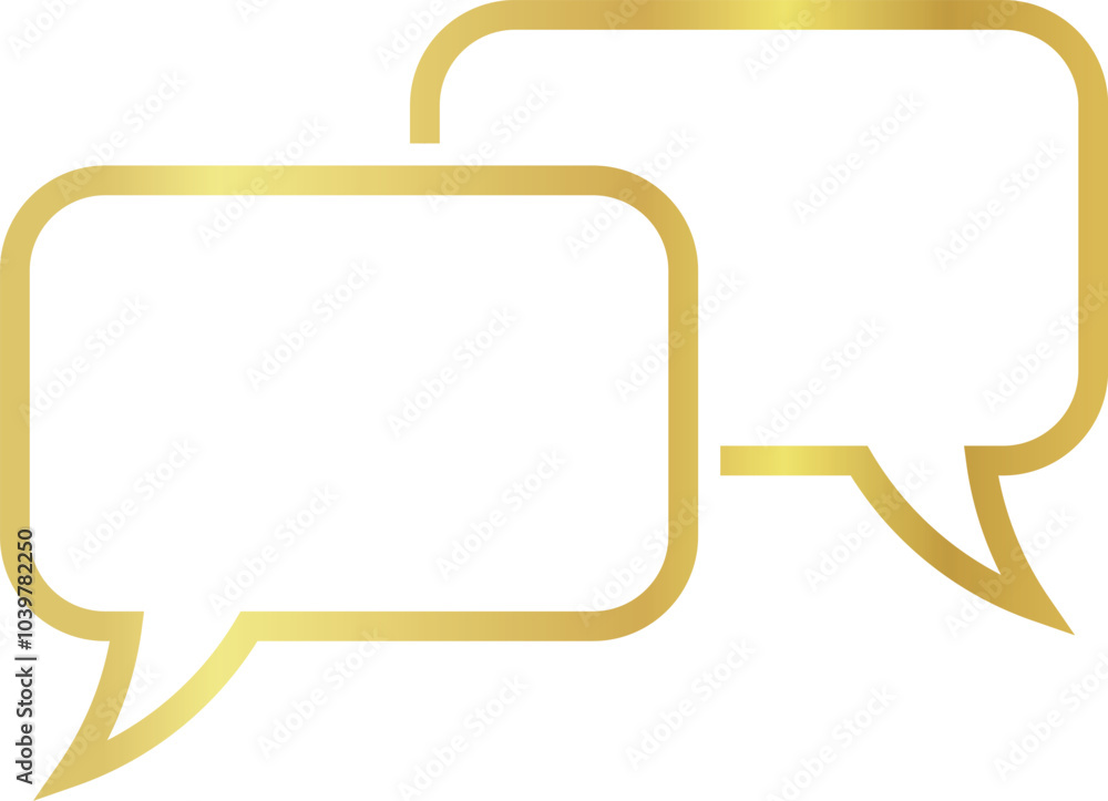 Two overlapping 3x2 aspect ratio rectangular gold metallic speech ...