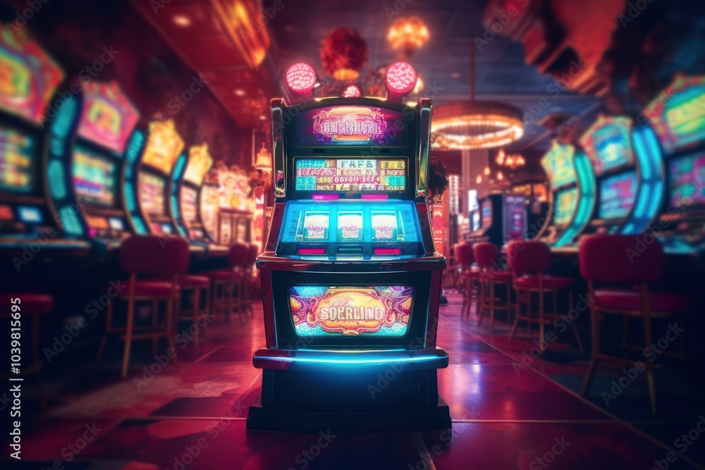 Slot machine casino nightlife gambling. Image . Stock Photo | Adobe Stock