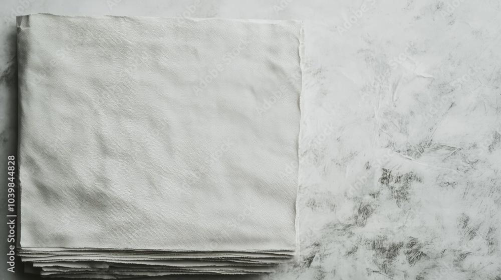 2410 76.Top view of a folded newspaper on a table, the pages showing no ...
