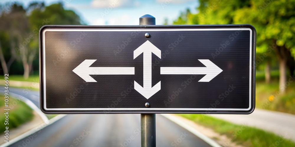 Black Silhouette Road Sign with Rounded Arrows for Navigation Direction ...