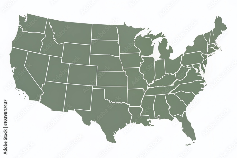 Ilustración de Stock Blank USA Map Isolated on White Background for ...
