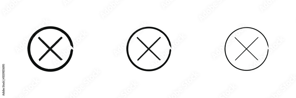 Black ink wrong signs. Black paint brush stroke crosses. Vector set of ...