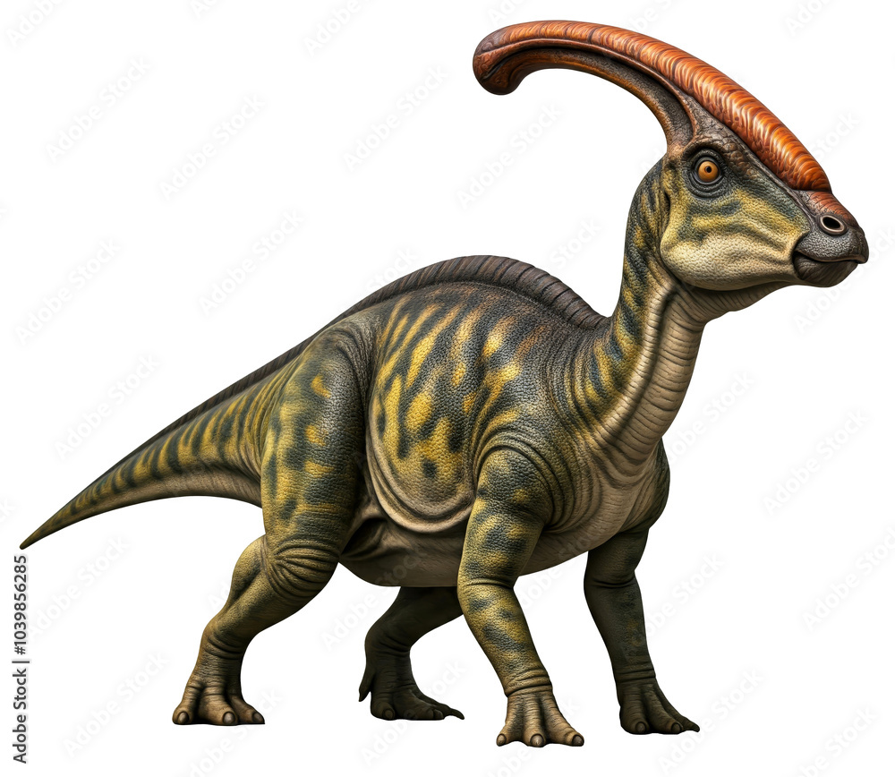 Parasaurolophus dinosaur with detailed scales and vibrant crest ...
