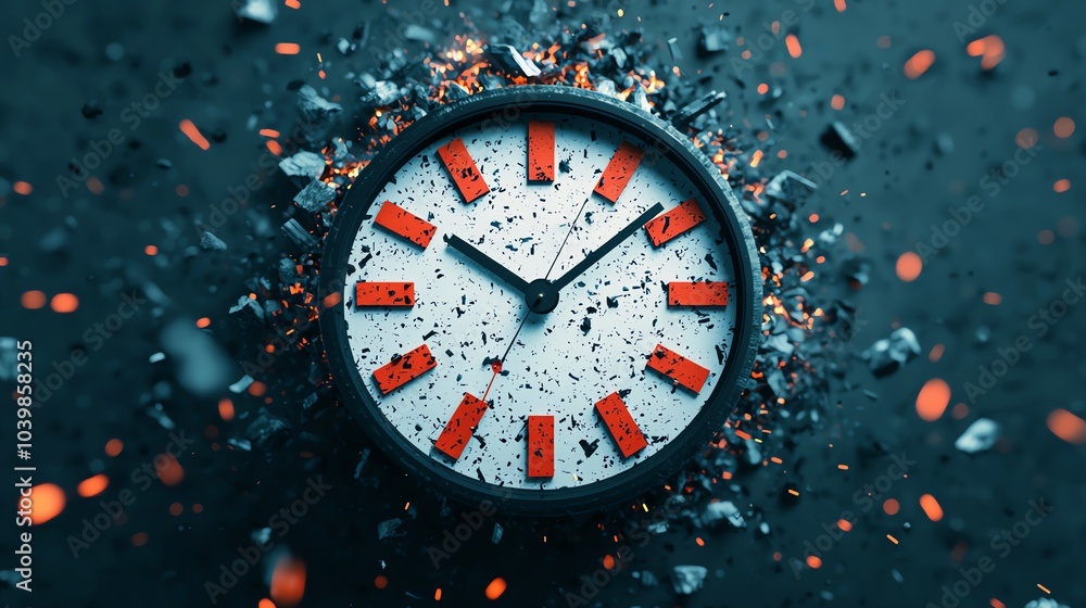 Broken financial clock with time running out, symbol of stock market ...