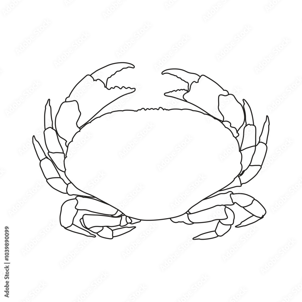 Vector illustration of crab line art. Seafood red crab in outline for ...
