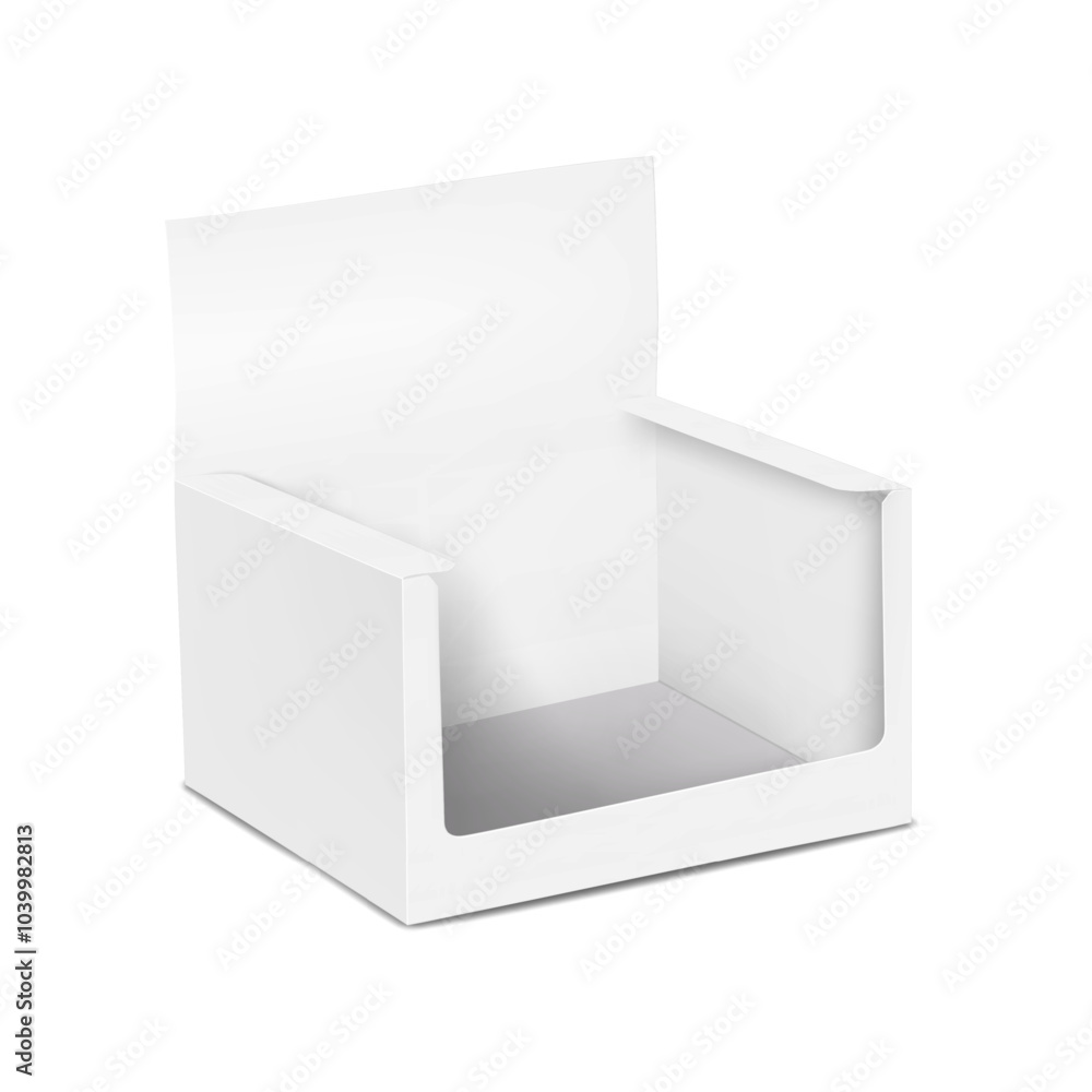 Vector de Stock White blank paperboard display box. 3d mockup ...