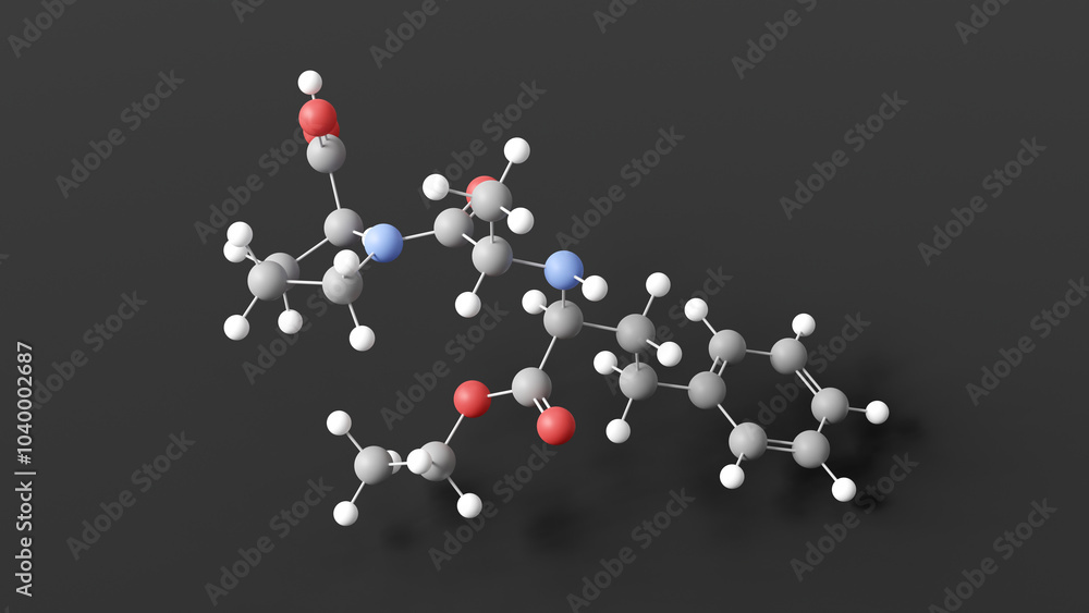 enalapril molecule 3d, molecular structure, ball and stick model ...