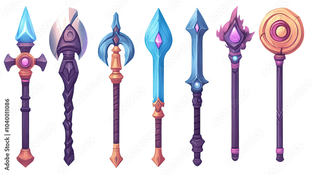 Set of cartoon weapons, swords for game development and animation, 2D ...