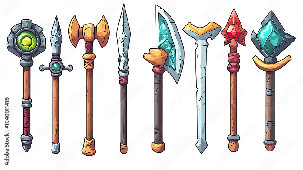 Set of cartoon weapons, swords for game development and animation, 2D ...