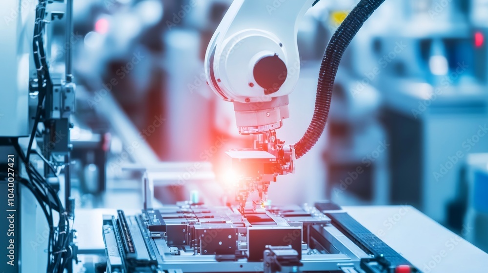 A robot conducting a high-speed inspection of a manufacturing assembly ...