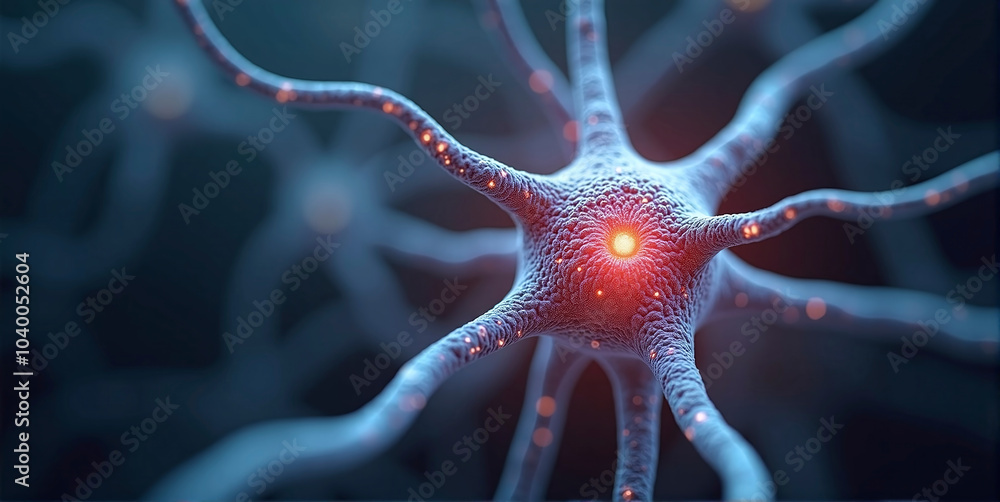 Connected and impulse sending neurons or nerve cells inside organic ...