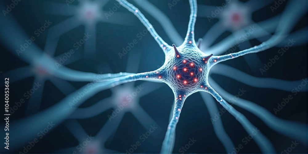 Connected and impulse sending neurons or nerve cells inside organic ...