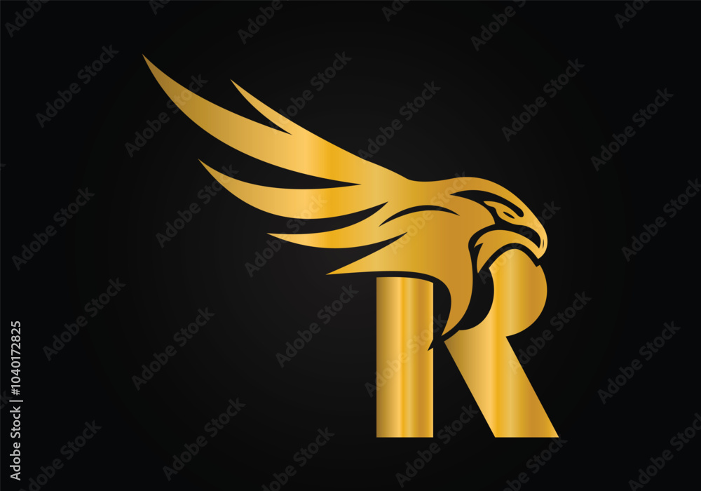 Initial R monogram letter alphabet with Eagle head symbol. Letter With ...