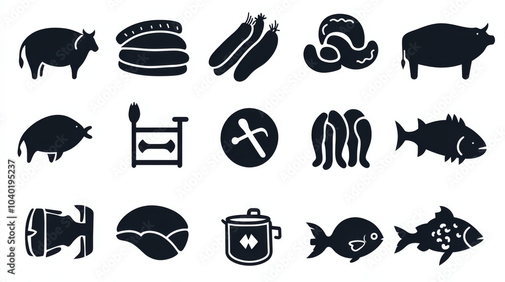 Explore a rich collection of meat icons featuring various proteins ...
