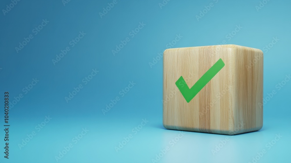Wooden cube with green checkmark icon. Check mark, Check Mark Sign ...