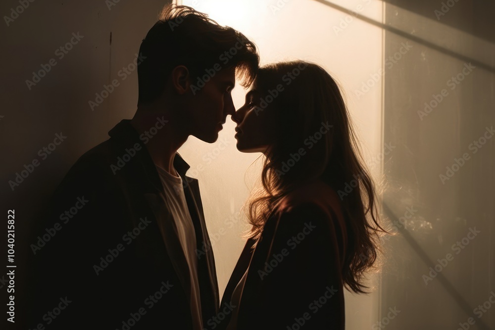 Cute aesthetic couple kissing shadow adult. Stock Photo | Adobe Stock