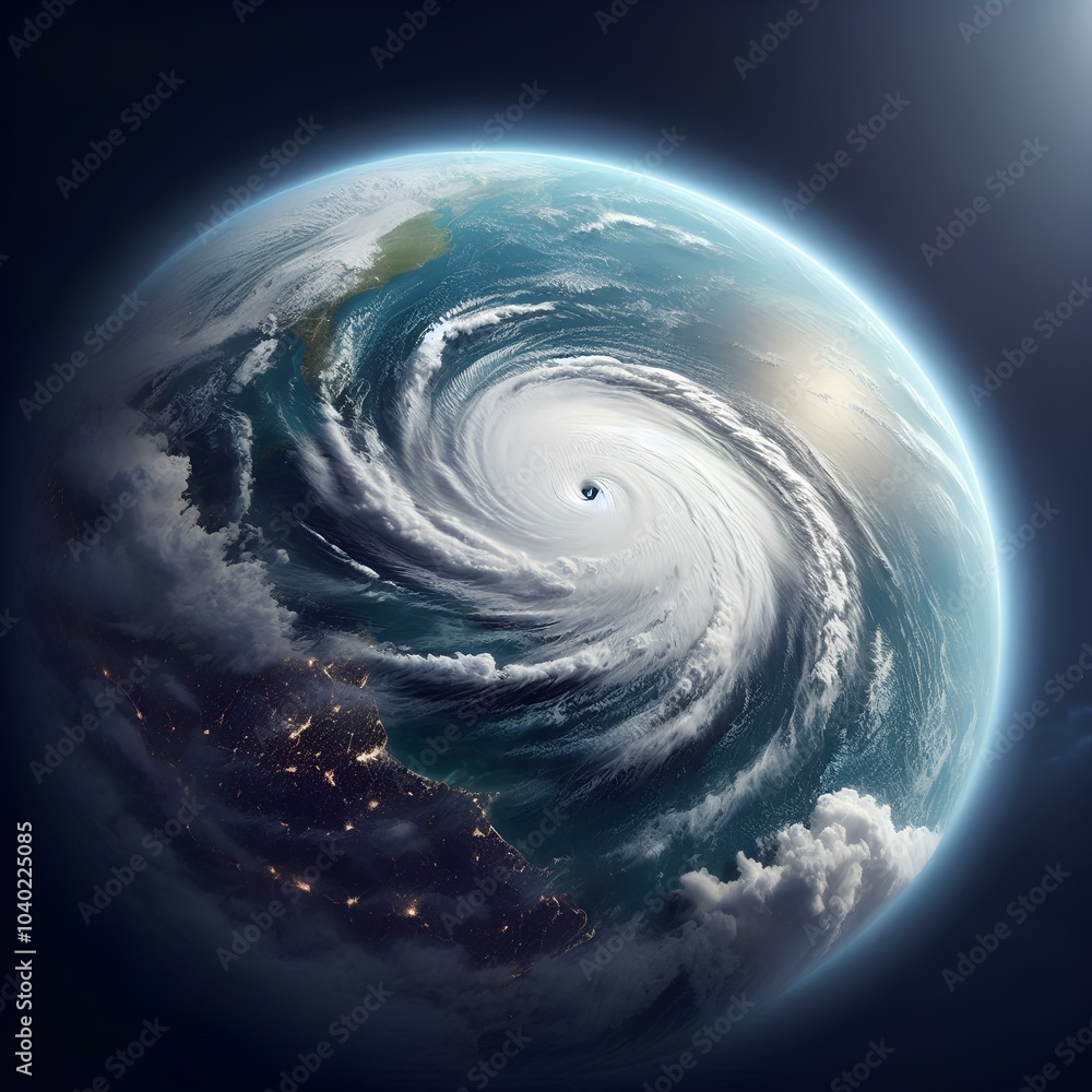 Super typhoon over the ocean, view from outer space. Stock Photo ...