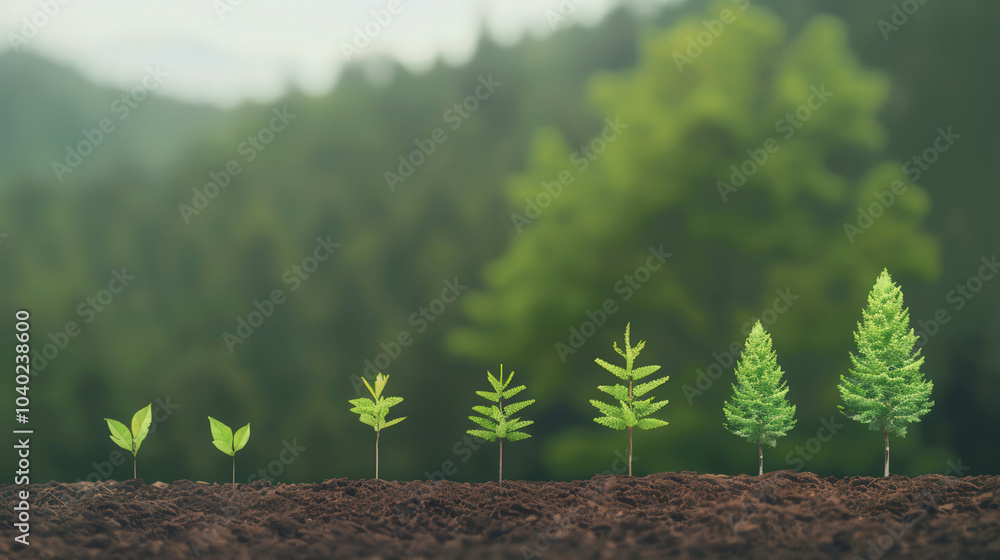 Tree Lifecycle Illustration, showcasing the growth stages from seedling ...