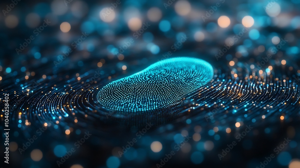 Fingerprint unlocking a blockchain wallet, holographic digital assets ...