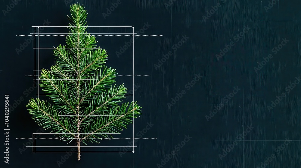 Detailed pine tree seedling in blueprint format, with labels on growth ...