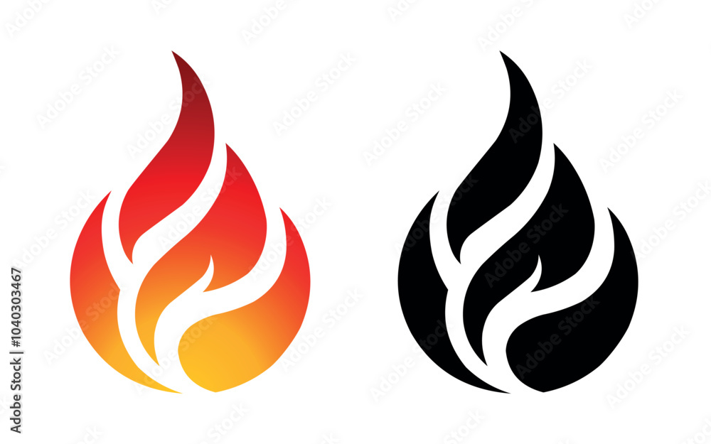 Flame vector fire icon flame logo template and silhouette shape ...
