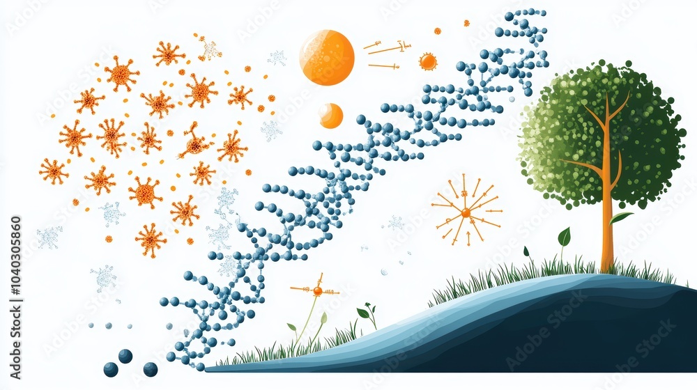 A simplified schematic of a DNA replication process with labeled ...