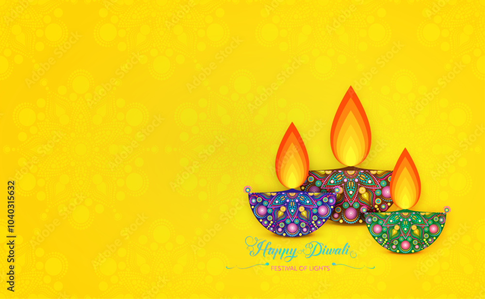Happy Diwali Festival of Lights India Celebration template. Graphic ...