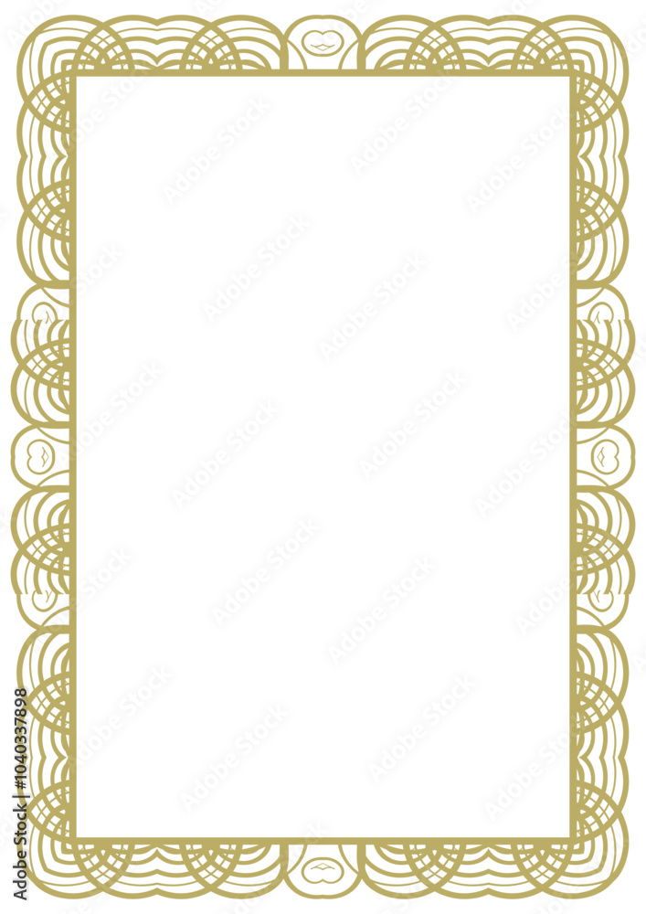 Vintage gold frame A4 format with original ornament. Decorative ...