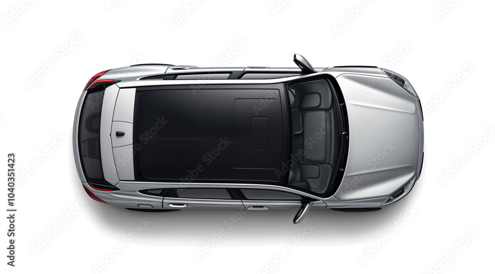 Modern Silver SUV Car, Top View. Isolated on Transparent Background ...