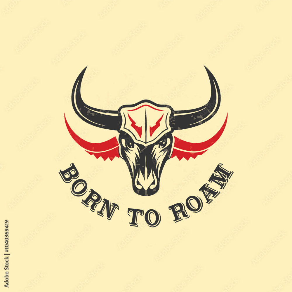 Longhorn lettering logo design vintage old bull vintage vector ...