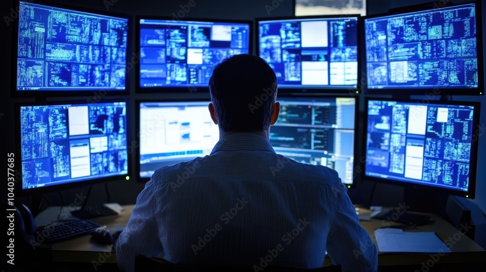Analyzing data stream a deep dive into advanced cyber operations with multiple monitors ...