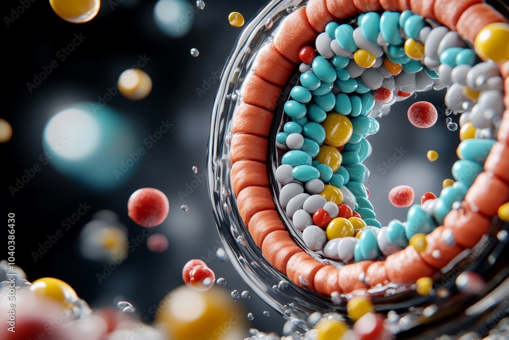 Hyper-realistic close-up of an ion channel embedded in a human cell ...