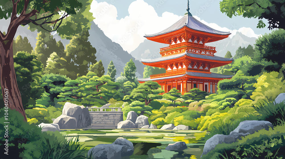 Historic japanese temple and garden in feudal japan. Feudal Japanese ...