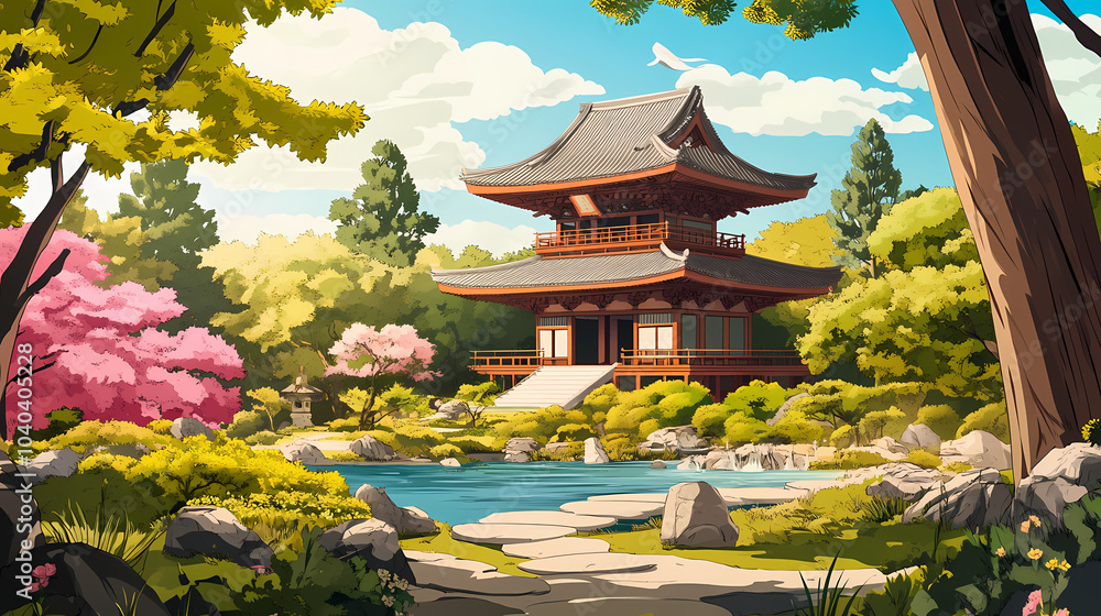 Historic japanese temple and garden in feudal japan. Feudal Japanese ...