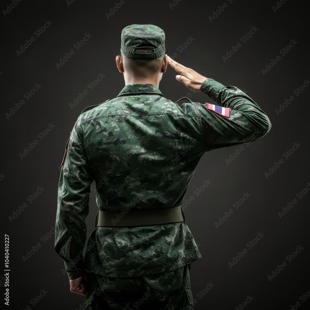 Thai soldiers giving salute during ceremony military, glory and honor ...