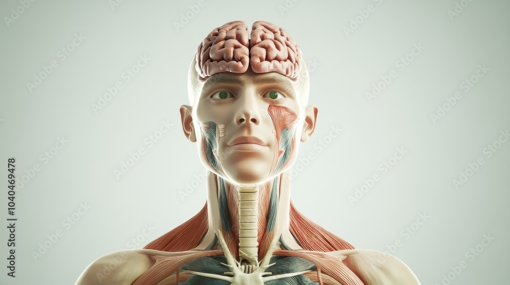 Detailed anatomical model showcasing human anatomy with visible muscles ...