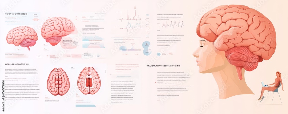 Illustration depicting the human brain, showcasing educational diagrams ...