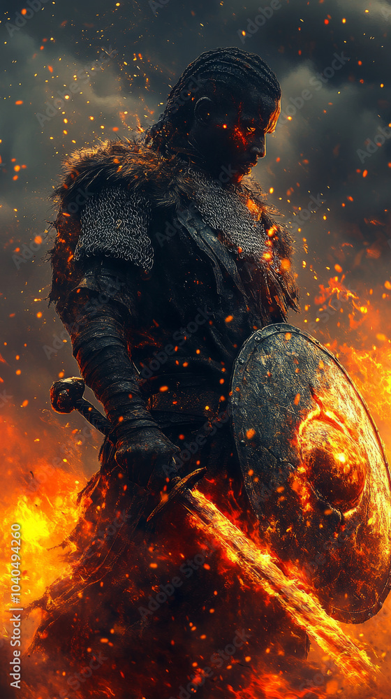 A Zulu warrior in mid-charge, thrusting an spear with fierce courage ...