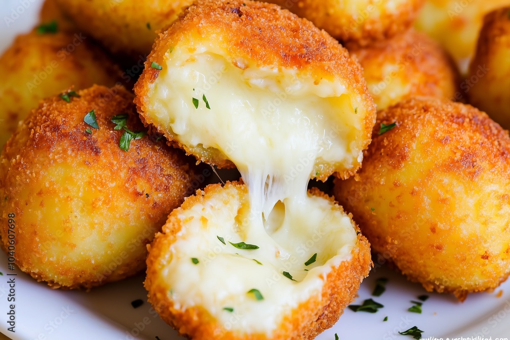 crispy mozzarella potato croquettes, perfectly golden with melted ...