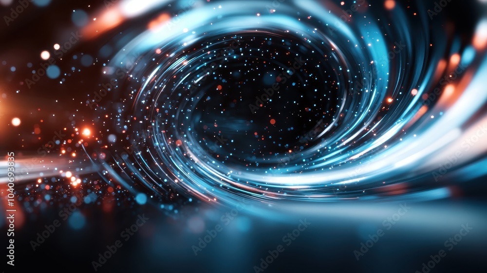 An electrifying vortex with swirling particles in blues and oranges set ...