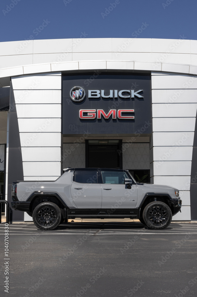 GMC Hummer 2X EV Pickup display at a dealership. GMC offers the Hummer ...