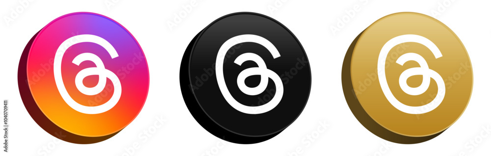 3d threads logo 3d social media icons, social network logos - instagram ...