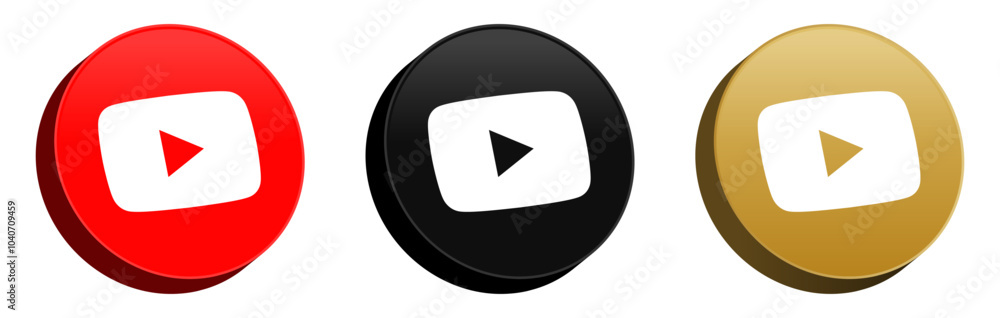 3d youtube logo 3d social media icons, social network logos - youtube ...