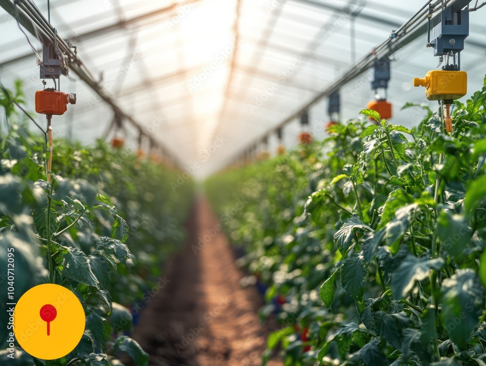 Automated irrigation system in a modern greenhouse with digital ...