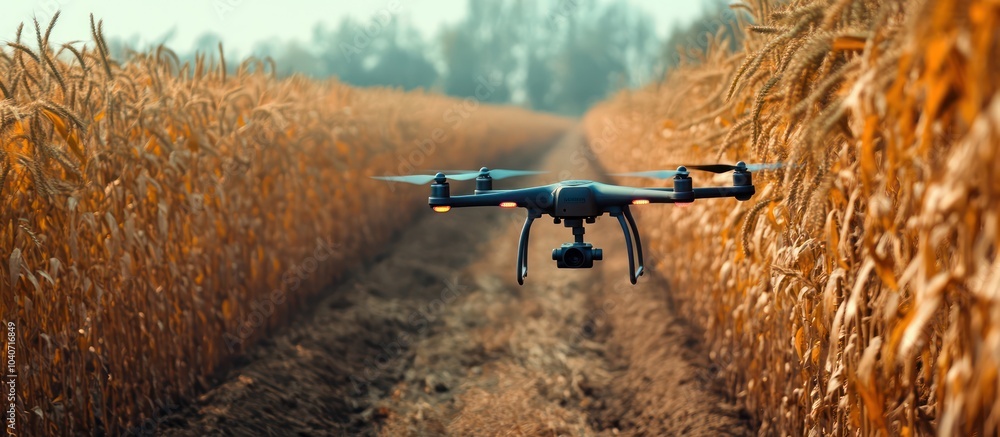Drone scanning crop fields with infrared sensors to detect early signs ...