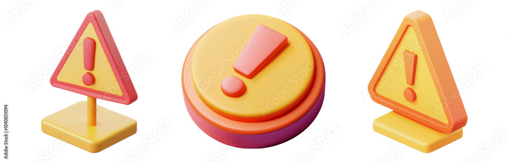 PNG Vibrant Caution Symbols in 3D Design - 3D icons and objects ...