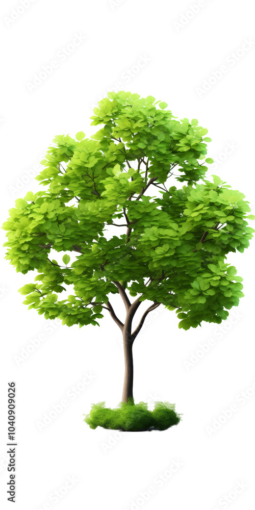 The image showcases a vibrant green tree rendered in a lively 3D ...