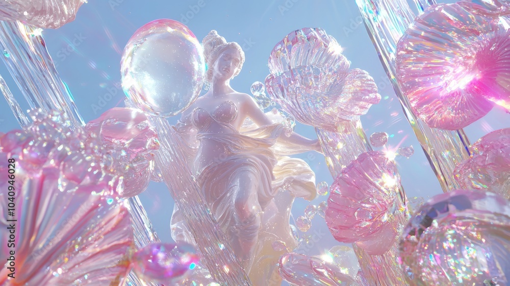 Modern Goddess: Birth of Venus Reimagined with Holographic Sea ...