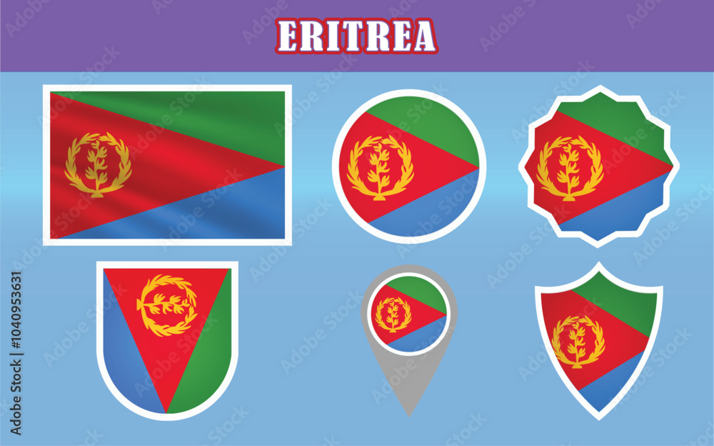High-quality vector of the National Flag of Eritrea, featuring green ...