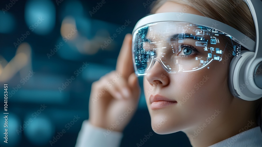 Futuristic 3D of a holographic HR review system displaying real time ...